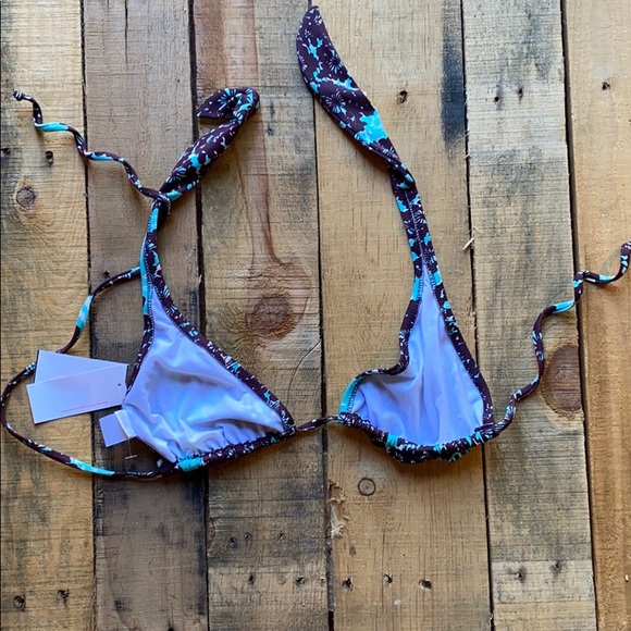 lisa Curran | Swim | Nwt Lisa Curran Brown Flower And Blue Bikini Top ...
